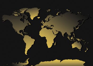 'world map black gold' Poster by Bekim Art | Displate