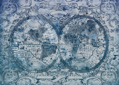 'world map vintage grey' Poster by Bekim Art | Displate