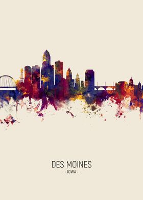 'Des Moines Iowa Skyline' Poster by Michael Tompsett | Displate
