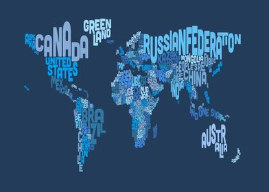 'Text Map of the World ' Poster by Michael Tompsett | Displate