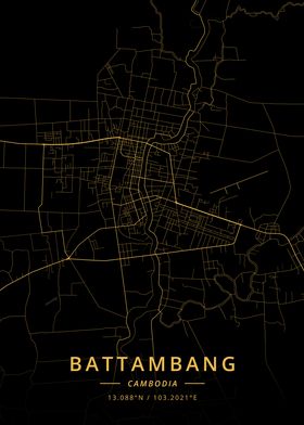 'Battambang Cambodia' Poster by Designer Map Art | Displate