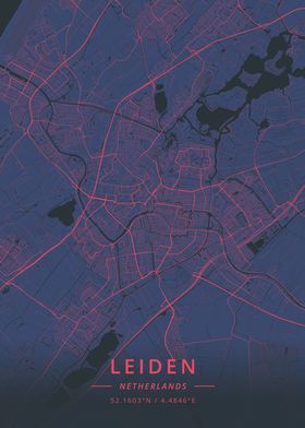 'Leiden Netherlands' Poster by Designer Map Art | Displate