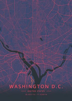 'Washington DC US' Poster by Designer Map Art | Displate