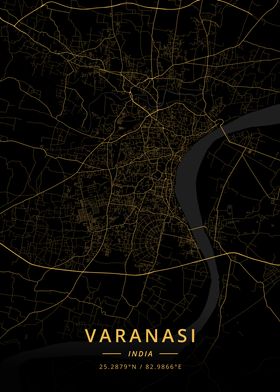 'Varanasi India' Poster by Designer Map Art | Displate