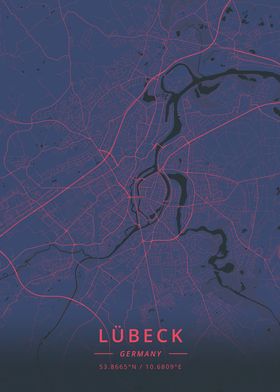'Lubeck Germany' Poster by Designer Map Art | Displate