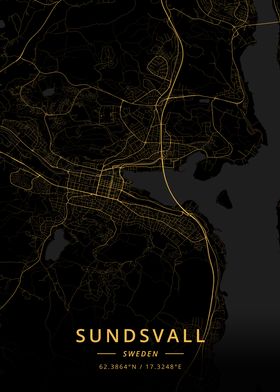 'Sundsvall Sweden' Poster by Designer Map Art | Displate