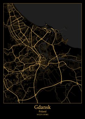 'Gdansk Poland map' Poster by Iwoko | Displate