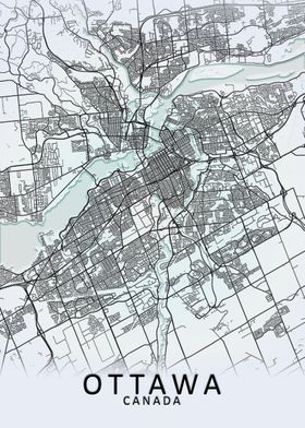 'Ottawa White City Map' Poster by City Map Art Prints | Displate