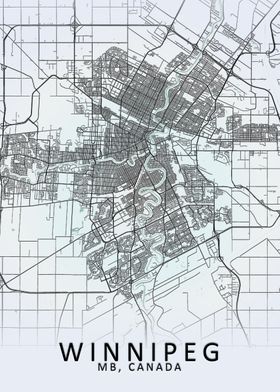 'Winnipeg White City Map' Poster by City Map Art Prints | Displate