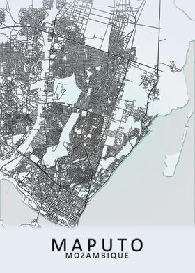 'Maputo Mozambique City Map' Poster by City Map Art Prints | Displate