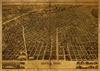 'Denver Colorado Map 1889' Poster by Design Turnpike | Displate