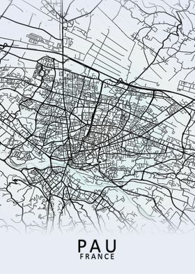 'Pau France City Map' Poster by City Map Art Prints | Displate