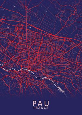 'Pau France City Map' Poster by City Map Art Prints | Displate