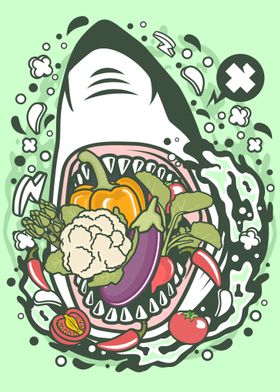 'Shark Vegetable' Poster by Aloke Design | Displate