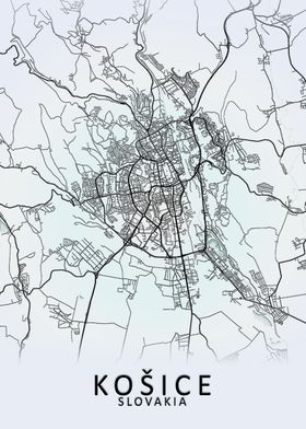 Home & Living Prints Wall Hangings Slovakia Kosice map art Kosice map ...