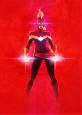 'Captain Marvel Red' Poster by Marvel | Displate