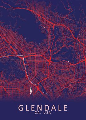 'Glendale CA USA City Map' Poster by City Map Art Prints | Displate