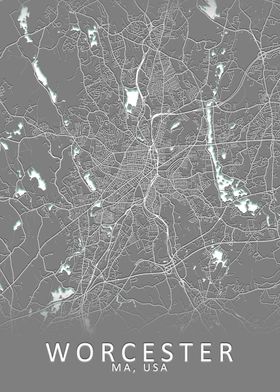 'Worcester MA USA City Map' Poster by City Map Art Prints | Displate