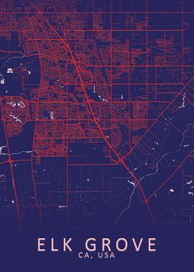 'Elk Grove CA USA City Map' Poster by City Map Art Prints | Displate