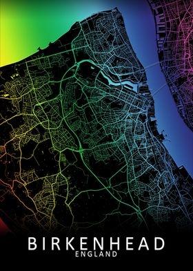 'Birkenhead England Map' Poster by City Map Art Prints | Displate