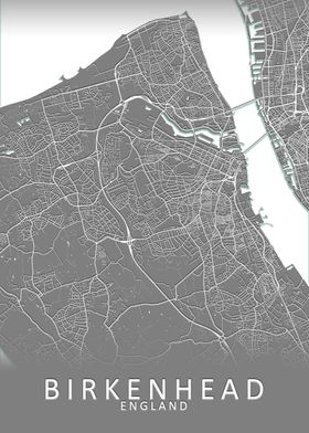 'Birkenhead England Map' Poster by City Map Art Prints | Displate