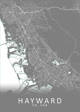 'Hayward CA USA City Map' Poster by City Map Art Prints | Displate