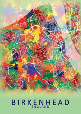 'Birkenhead England Map' Poster by City Map Art Prints | Displate