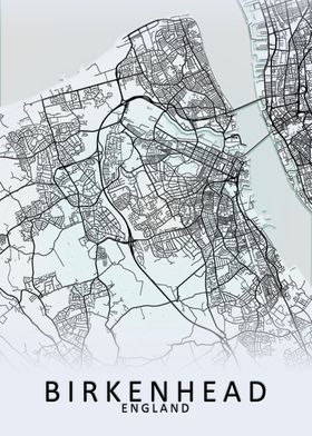 'Birkenhead England Map' Poster by City Map Art Prints | Displate