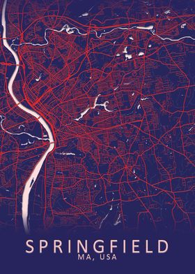 'Springfield MA USA Map' Poster by City Map Art Prints | Displate