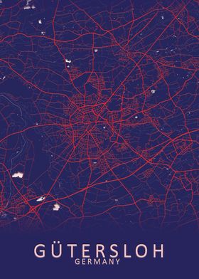 'Gutersloh Germany City Map' Poster by City Map Art Prints | Displate