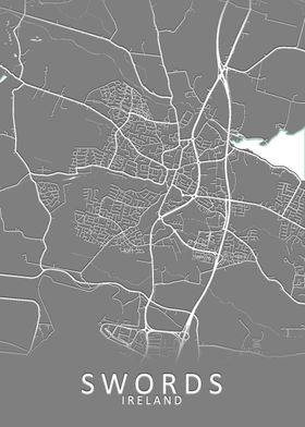 'Swords Ireland City Map' Poster by City Map Art Prints | Displate