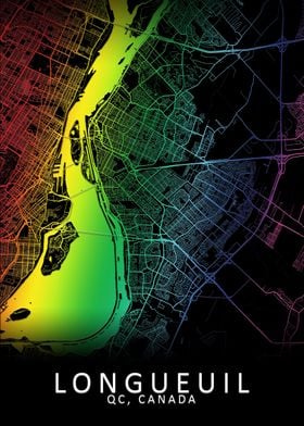 'Longueuil Canada City Map' Poster by City Map Art Prints | Displate