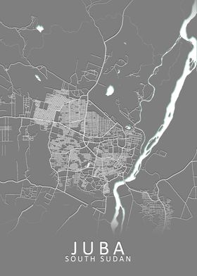 'Juba South Sudan City Map' Poster by City Map Art Prints | Displate