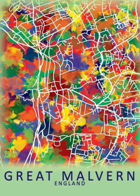 'Great Malvern England Map' Poster by City Map Art Prints | Displate