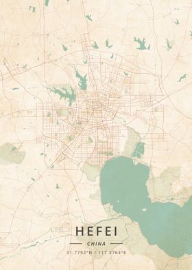 'Hefei China' Poster by Designer Map Art | Displate