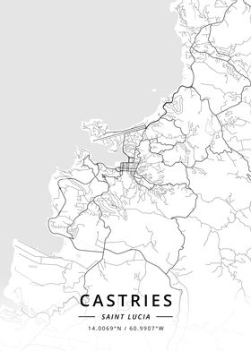 'Castries Saint Lucia' Poster by Designer Map Art | Displate