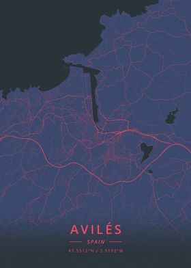 'Aviles Spain' Poster by Designer Map Art | Displate