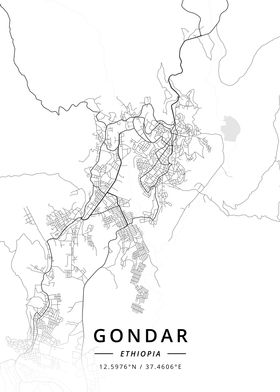 'Gondar Ethiopia' Poster by Designer Map Art | Displate
