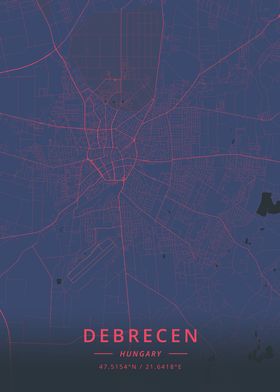 'Debrecen Hungary' Poster by Designer Map Art | Displate