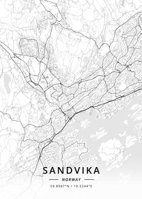'Sandvika Norway' Poster by Designer Map Art | Displate