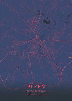 'Plzen Czech Republic' Poster by Designer Map Art | Displate