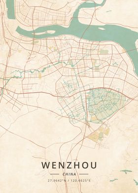 'Wenzhou China' Poster by Designer Map Art | Displate