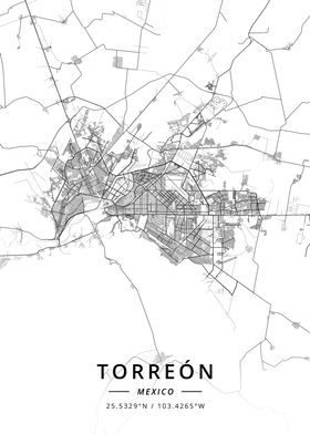 'Torreon Mexico' Poster by Designer Map Art | Displate