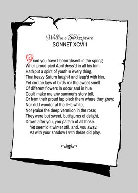 'Shakespeare Sonnet 98' Poster by Art Ofphotos | Displate