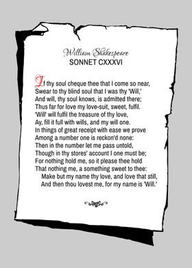 'Shakespeare Sonnet 136' Poster by Art Ofphotos | Displate
