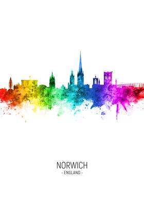 'Norwich England Skyline' Poster by Michael Tompsett | Displate