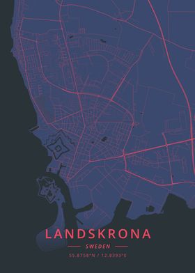 'Landskrona Sweden' Poster by Designer Map Art | Displate