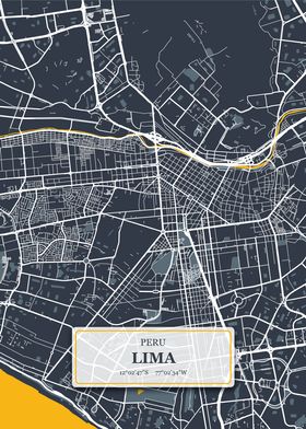 'Lima Peru City Map ' Poster by Dany | Displate