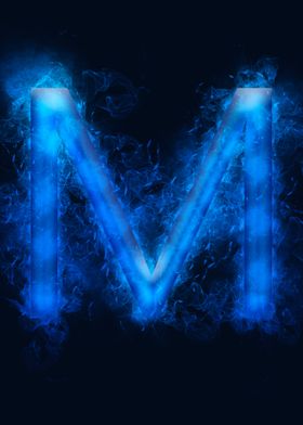 Letter M Blue Fire