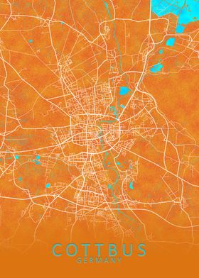 'Cottbus Germany City Map' Poster by City Map Art Prints | Displate